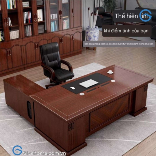 Bàn giám đốc chữ L gỗ óc chó - Givehome